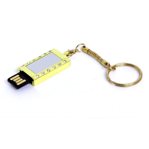 Металлическая флешка Кулон со стразами (8 Гб / GB USB 2.0 Золотой MiniDiamond Прикольный подарок на 14 февраля бюджетно и недорого)