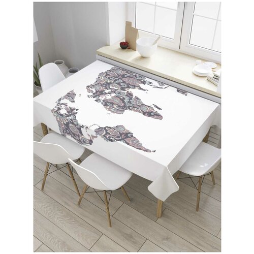 Скатерть прямоугольная JoyArty на кухонный стол "Карта пейсли" из оксфорда, 180x145 см