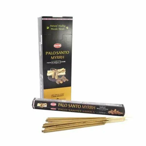 Hem Premium Masala Incense PALO SANTO MYRRH (Премиум масала благовония пало санто И мирра, Хем), уп. 15 палочек.