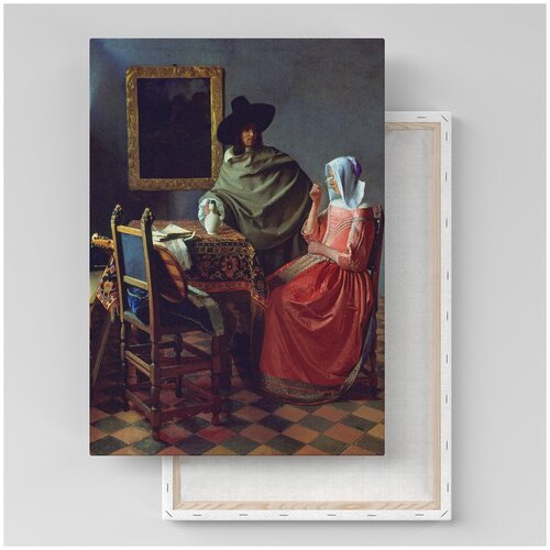 Картина на холсте с подрамником / Jan Vermeer / Ян Вермеер - Бокал вина