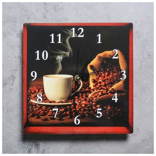 Часы настенные КНР "Ароматный кофе", квадратные, плавный ход