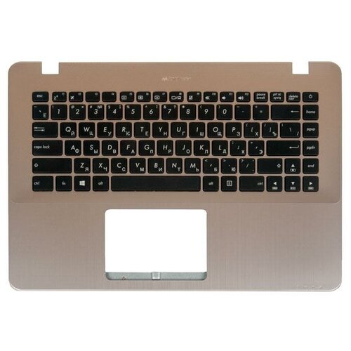 Клавиатура для ноутбука Asus X442UA-1C с топкейсом, светло-бронзовая панель, черные кнопки