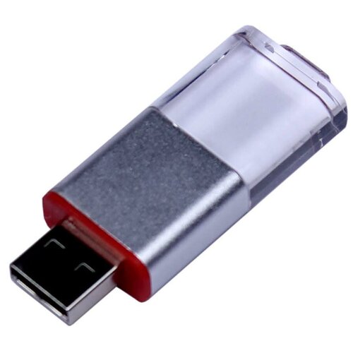 Пластиковая флешка с выдвижным механизмом и кристаллом (64 Гб / GB USB 2.0 Красный/Red cristal10)