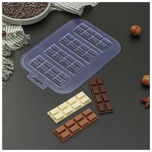 Форма для шоколада и конфет пластиковая "Батончик 2x4", цвет прозрачный