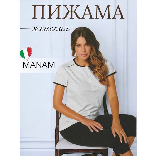 Пижама  MANAM, размер 50, бежевый, черный