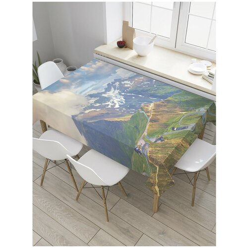Скатерть прямоугольная JoyArty на кухонный стол "Высокогорная дорога Гросглокнер" из оксфорда, 180x145 см