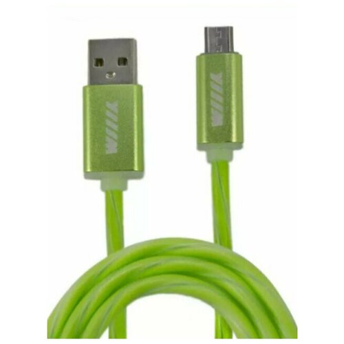 Кабель-переходник светящийся USB-USB Type-C зеленый (CBL710-UTC-10G) WIIIX 1m