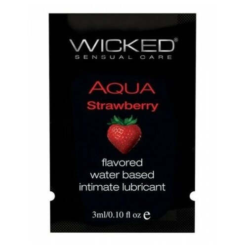 Wicked Лубрикант с ароматом клубники WICKED AQUA Strawberry - 3 мл.