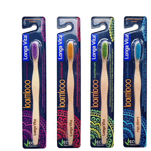 Зубная щетка LONGA VITA бамбуковая для взрослых medium