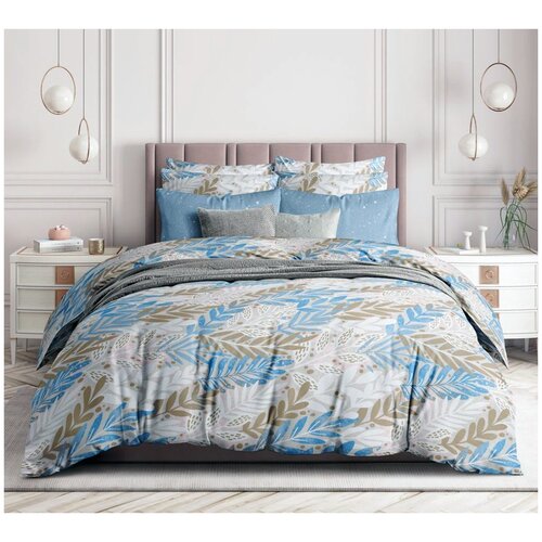 Комплект постельного белья Guten Morgen Marine 972, 2-спальное, поплин, голубой