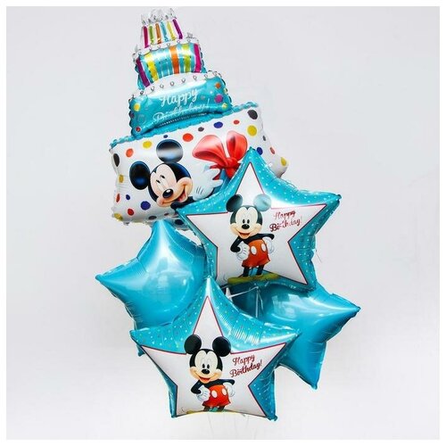 Набор фольгированных шаров Disney Микки Маус "Happy Birthday", надувные шарики для украшения праздника