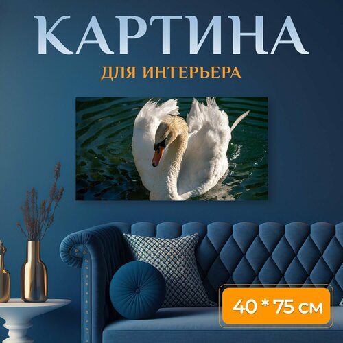 Картина на холсте "Лебедь, немой лебедь, белый лебедь" на подрамнике 75х40 см. для интерьера