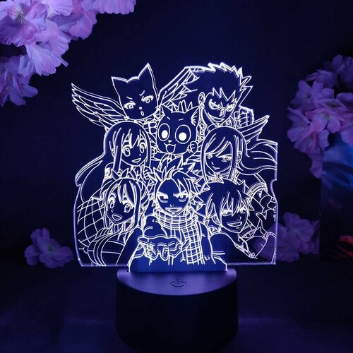 3D светильник-ночник, лампа по аниме: Fairy Tail , Хвост Феи, 16 цветов