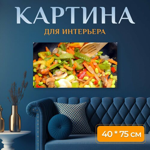 Картина на холсте "Салатная тарелка, смешанный салат, овощной салат" на подрамнике 75х40 см. для интерьера