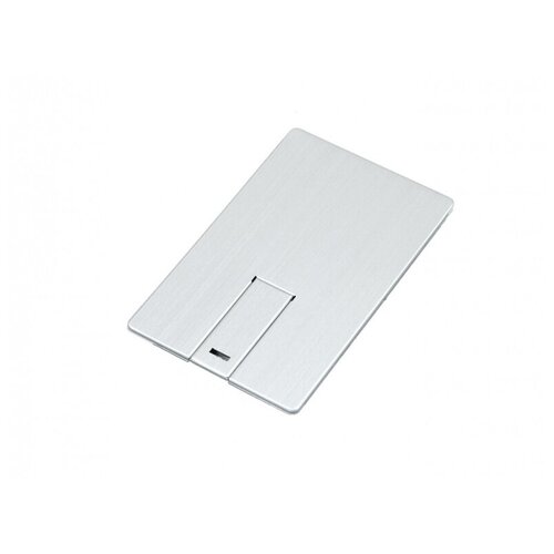Раскладная металлическая флешка визитка кредитка для нанесения логотипа (4 Гб / GB USB 2.0 Серебро/Silver MetallCard2 Оригинальный подарок сотрудникам)