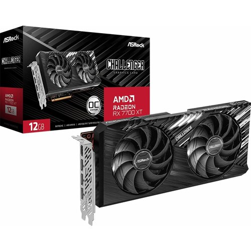 ASROCK Видеокарта Asrock PCI-E 4.0 RX7700XT CL 12GO AMD Radeon RX 7700XT 12Gb 192bit GDDR6 2226/18000 HDMIx1 DPx3 HDCP Ret RX7700XT CL 12GO