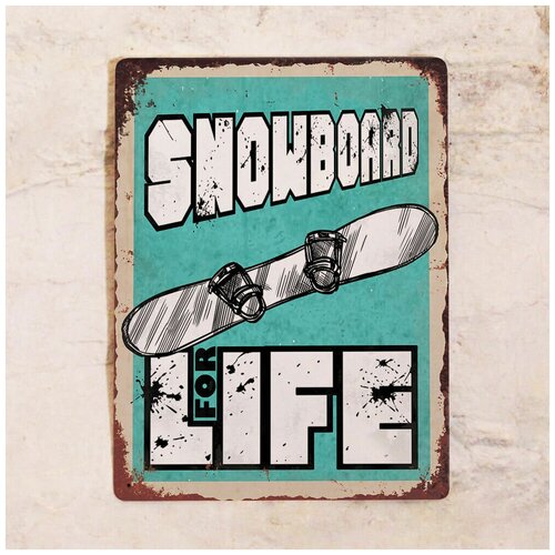 Жестяная табличка Постер Snowboard for Life, металл, 30Х40 см