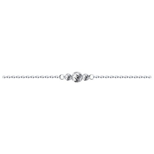 Браслет-цепочка Diamant, серебро, 925 проба, родирование, длина 18 см.