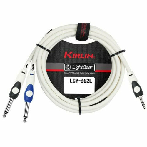 Кабель аудио 1xMini Jack - 2xJack Kirlin LGY-362L 1M WH 1.0m