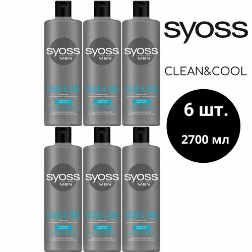 Syoss Clean & Cool Шампунь мужской, для нормальных и жирных волос, глубокое очищение, 450 мл