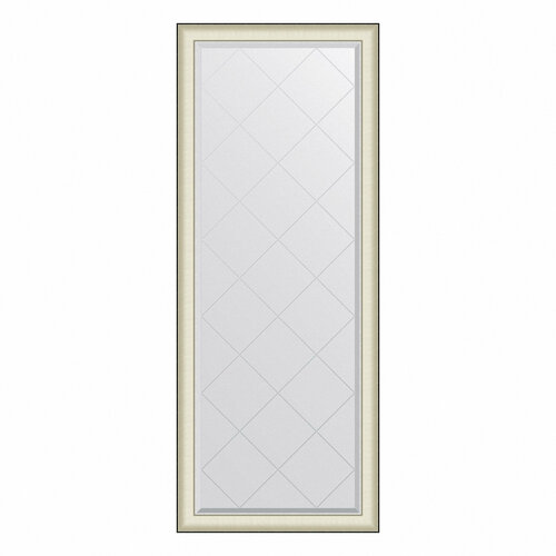 Зеркало напольное с гравировкой EVOFORM в багетной раме белая кожа с хромом, 79х200 см, для гостиной, прихожей, спальни и ванной комнаты, BY 6393