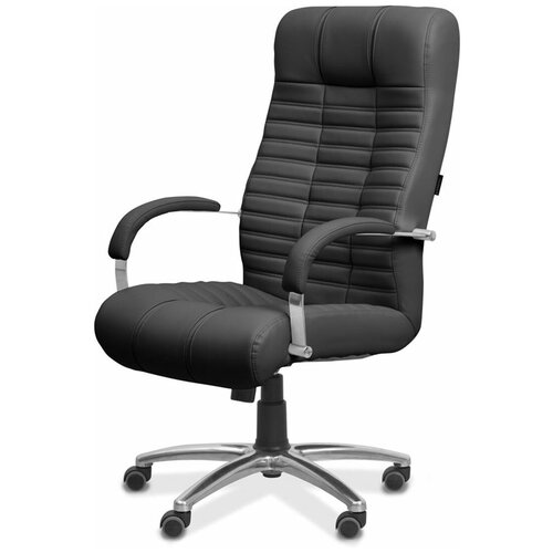 Кресло руководителя Атлант X экокожа, на колесиках, регулируемое, Юнитекс, компьютерное и офисное кресло, черное