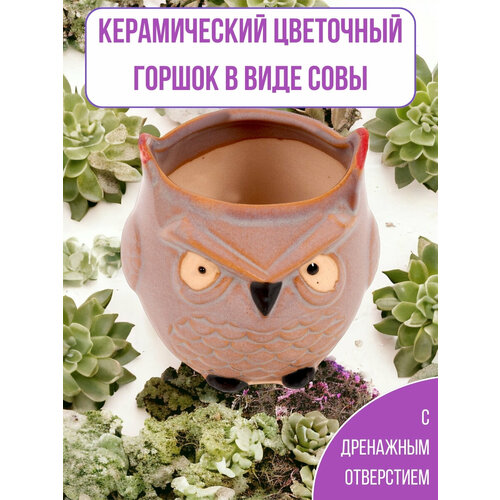 Горшок цветочный "Сова", керамика, 7.5х7.5 см