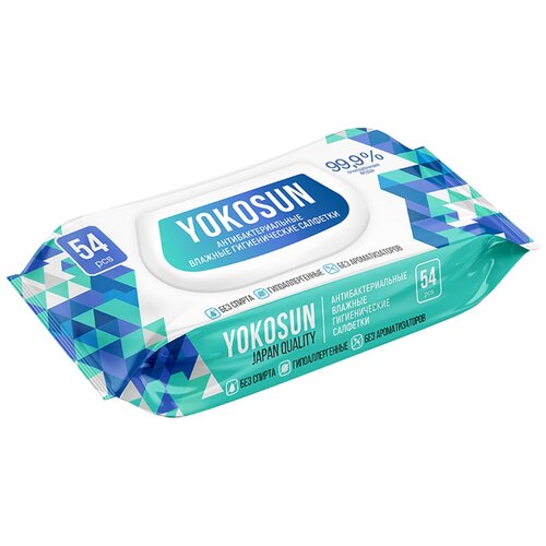 YokoSun Влажные салфетки антибактериальные гигиенические, 54 шт.