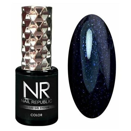 Nail Republic гель-лак для ногтей Color, 10 мл, 10 г, 400 авантюрин чёрный