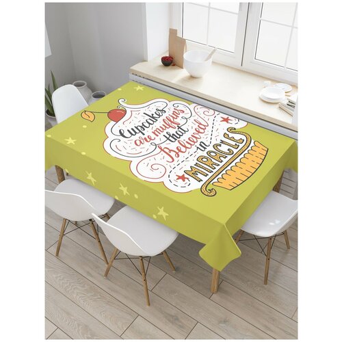 Скатерть прямоугольная JoyArty на кухонный стол "Кексы которые верят в чудеса" из оксфорда, 180x145 см