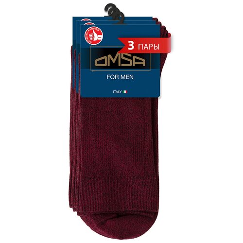 Носки Omsa, 3 пары, размер 39-41, бордовый