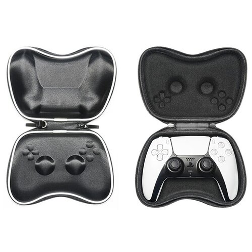 Чехол-сумка для геймпада PlayStation 5/ кейс для джойстика Sony DualSense PS 5 (цвет черный с белой вставкой)