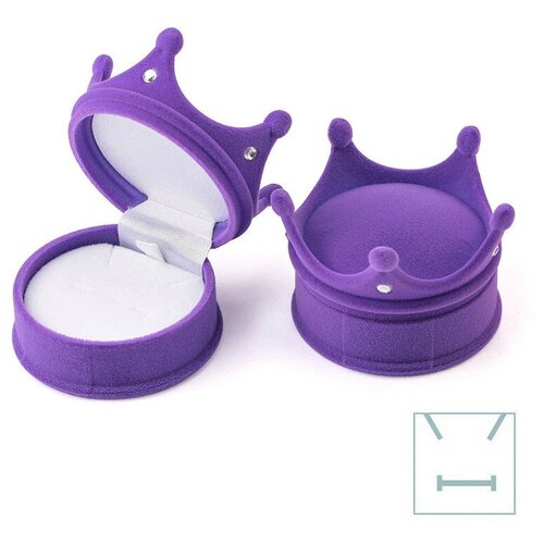 Ювелирный футляр корона под кольцо или кулон с цепочкой (фиолетовый)
