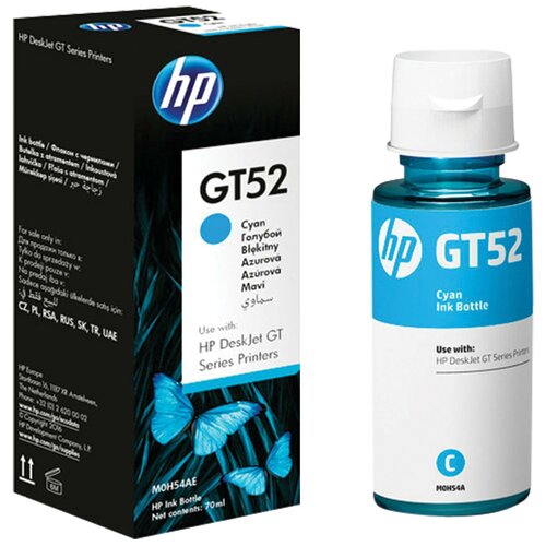 Картридж оригинальный HP GT52 (MOH54AE) Cyan (70мл), ресурс 8000 стр.