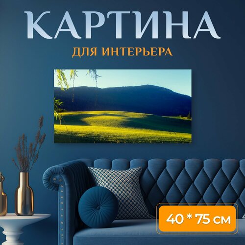 Картина на холсте "Пейзаж, живописный, луг" на подрамнике 75х40 см. для интерьера