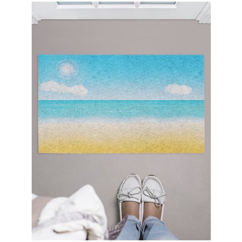 Придверный коврик в прихожую JoyArty "Море и пляж" для обуви, на резиновой основе, 75x45 см