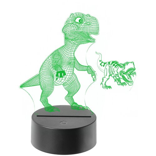 3D ночник детский для сна/светильник настольный декоративный динозавры ребенку мальчику девочке на день рождения многоцветный с пультом: "Динозавры"