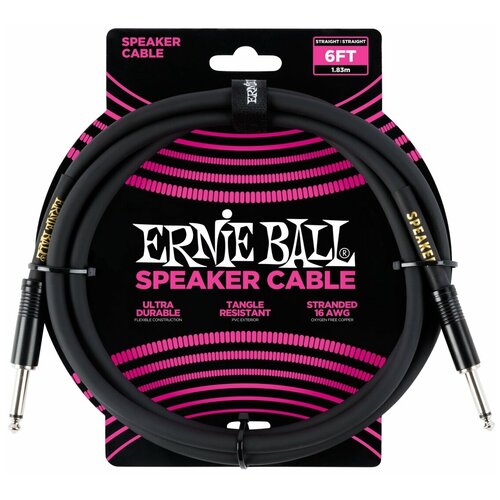 Ernie Ball 6072 Speaker Cable кабель колоночный, джек - джек, 1,8 м, чёрный