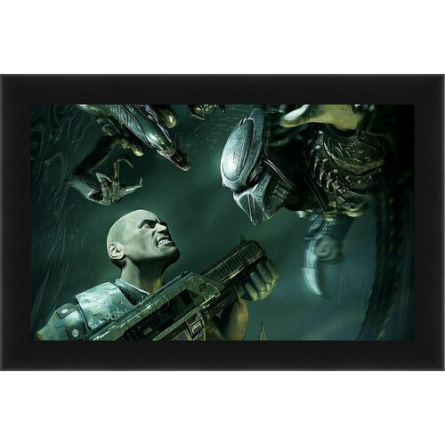 Плакат, постер на холсте Aliens Vs. Predator. Размер 21 х 30 см