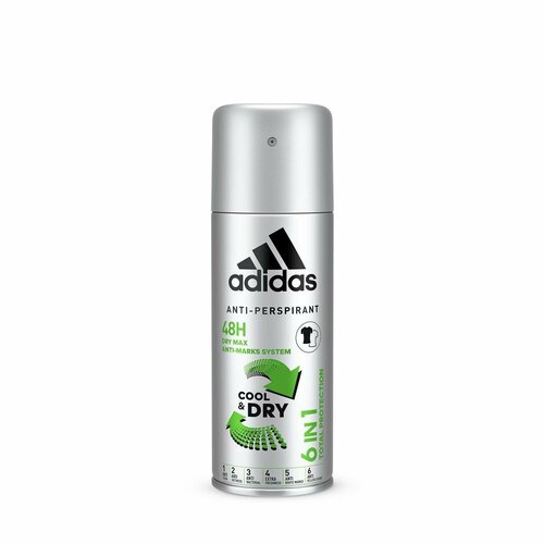 Антиперспирант -спрей Adidas Cool & Dry 6in1 для мужчин 48 часов 150 мл (из Финляндии)