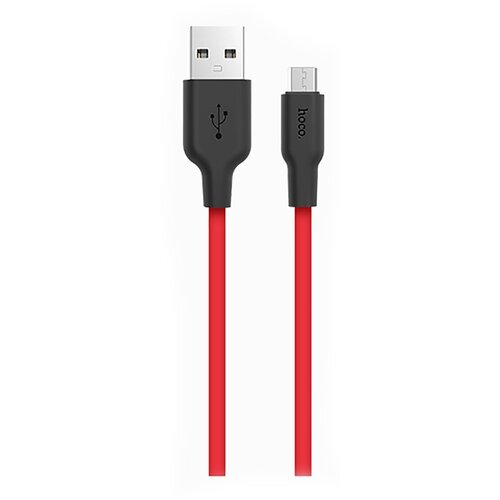 Кабель Hoco X21 Silicone USB - MicroUSB, 1 м, 1 шт., черный/красный