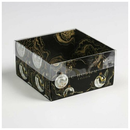 Коробка для кондитерских изделий с PVC крышкой Gold, 12x6x11,5 см./В упаковке шт: 5