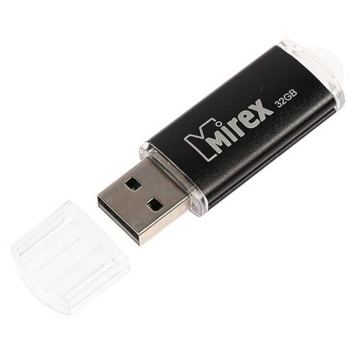 Флешка Mirex UNIT BLACK, 32 Гб, USB2.0, чт до 25 Мб/с, зап до 15 Мб/с, черная