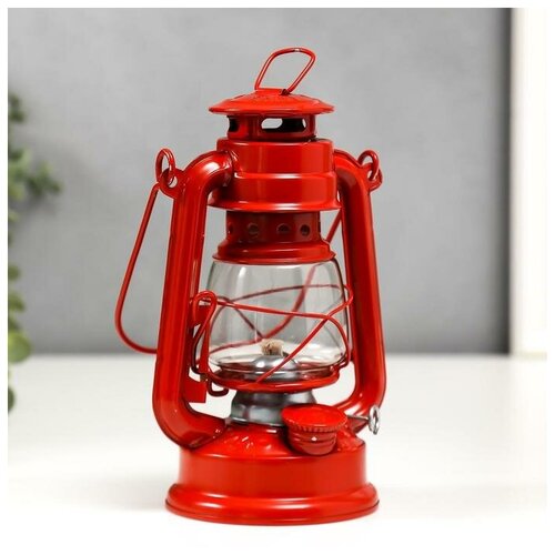 Керосиновая лампа декоративная красный 9,7х12,5х11,5 см