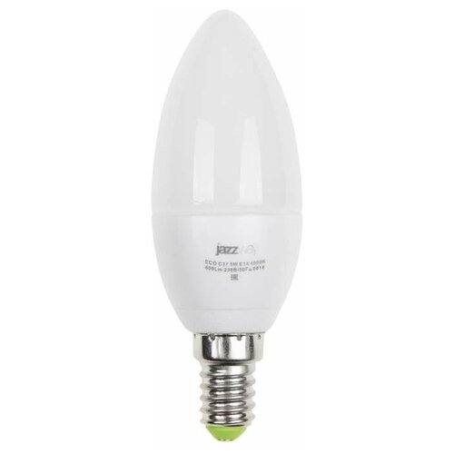 Лампа светодиодная PLED-ECO-C37 5Вт свеча 3000К тепл. бел. E14 400лм 220-240В JazzWay 1036834A (9шт. в упак.)