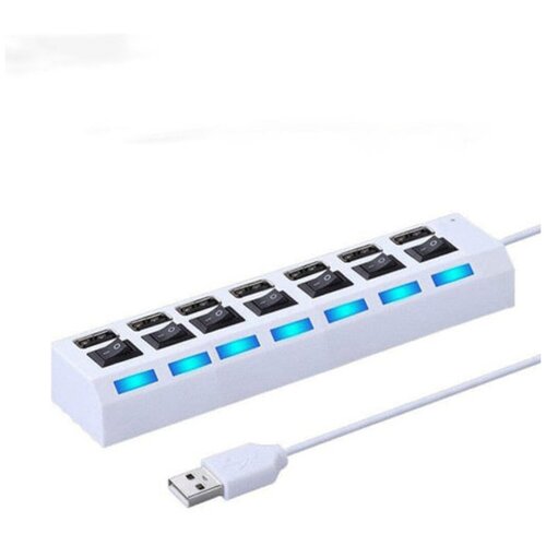 USB Hub разветвитель на 7 USB с выключателями (Белый)