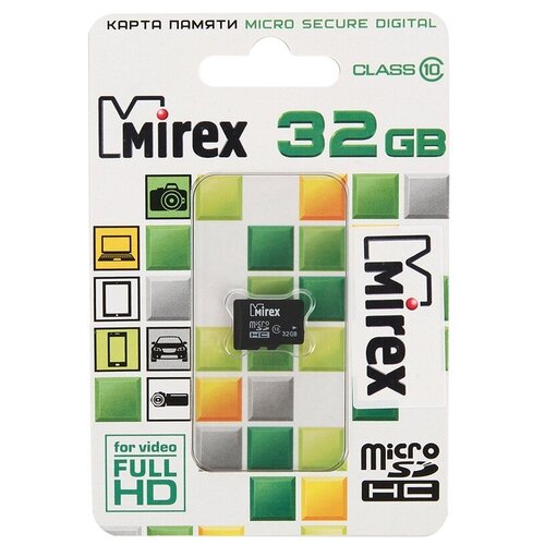 Карта памяти 32Gb - Mirex - Micro Secure Digital HC Class 10 13612-MC10SD32 (Оригинальная!)