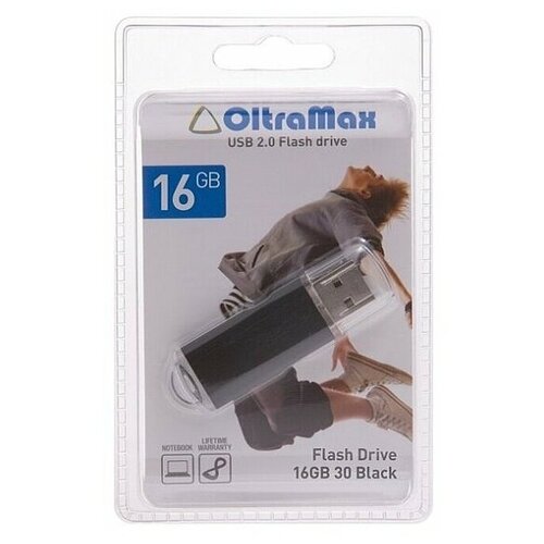 Флешка OltraMax 30 16 ГБ, черный