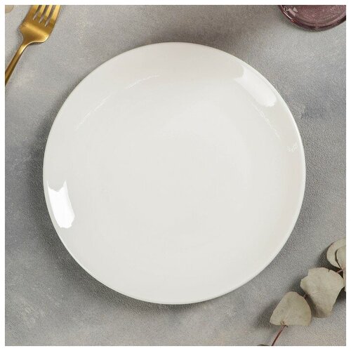 Тарелка фарфоровая обеденная White Label, d=22,6 см, цвет белый