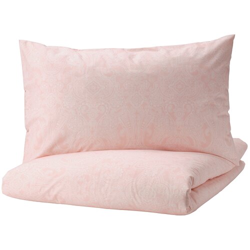 Комплект постельного белья ИКЕА ЙЭТТЕВАЛЛМО, светло-розовый/белый
